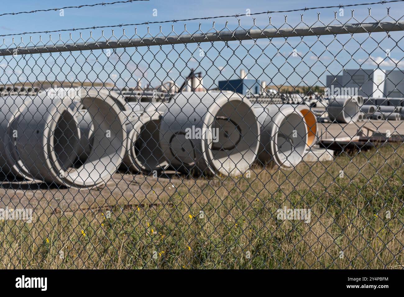 collection of concrete drainage pipes at a factory Stock Photo - Alamy