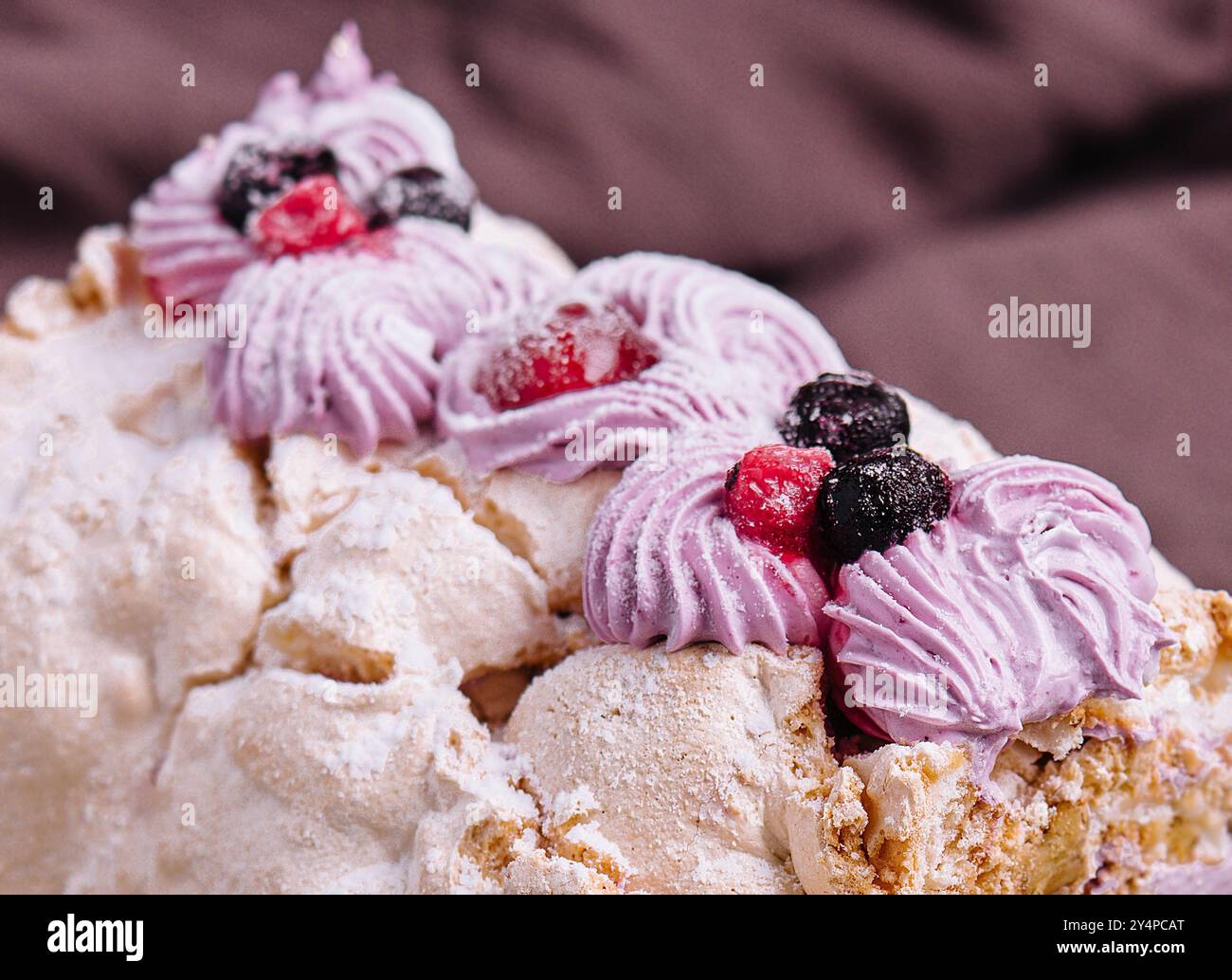 Delicious meringue roll strawberry hi-res stock photography and images ...