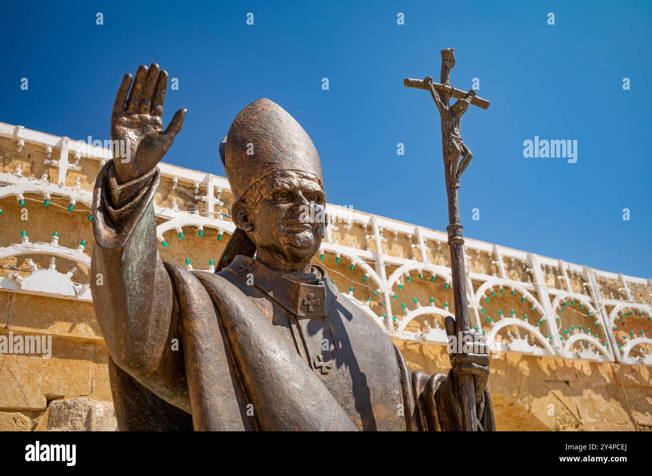 The statue of Pope Benedict XVI erected to commemorate his 2008 visit ...
