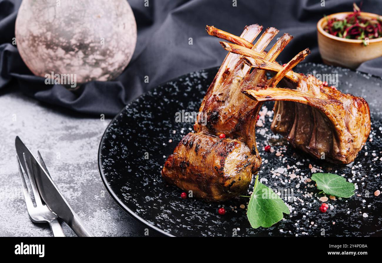 Roasted lamb chops steaks hi-res stock photography and images - Alamy