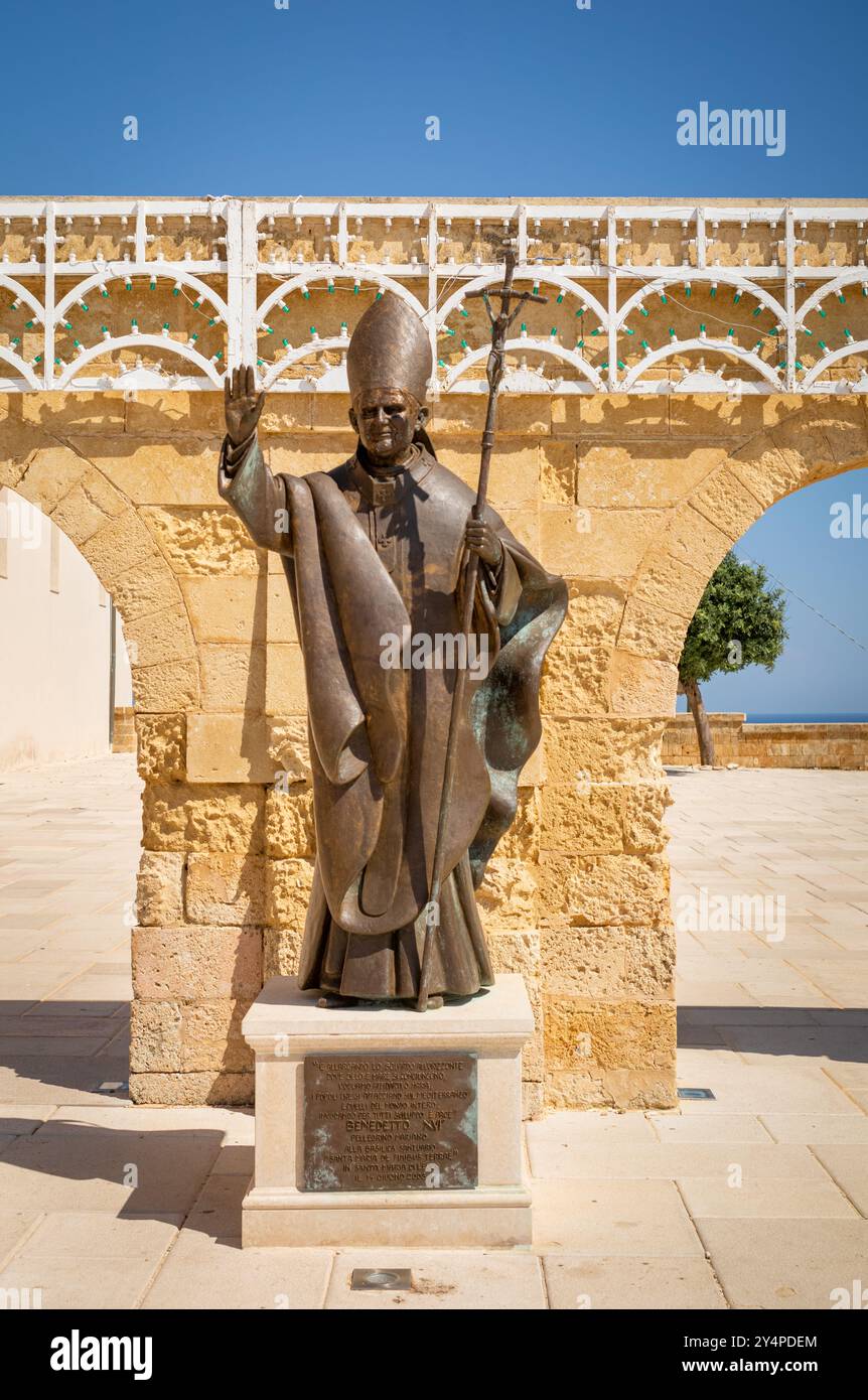 The statue of Pope Benedict XVI erected to commemorate his 2008 visit ...