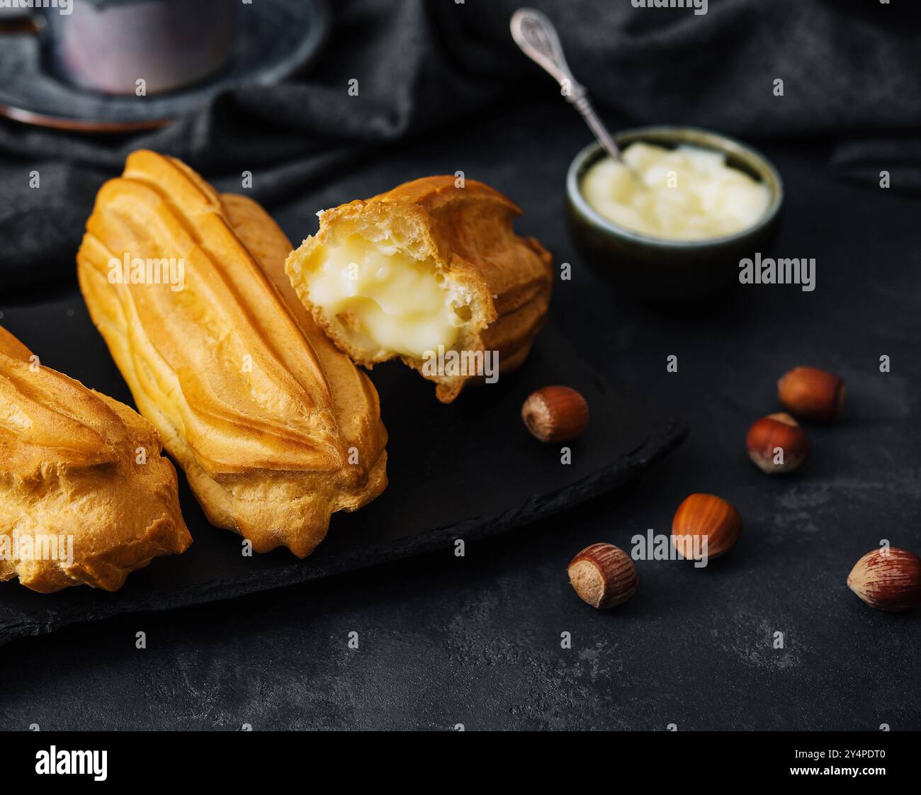 Vanilla cream eclairs on hi-res stock photography and images - Alamy
