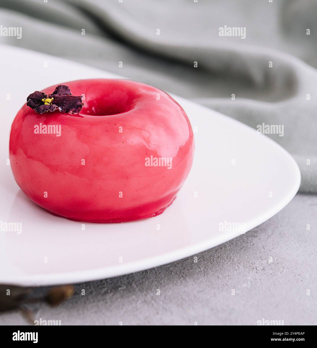 Mousse cake with pink mirror glaze Stock Photo - Alamy