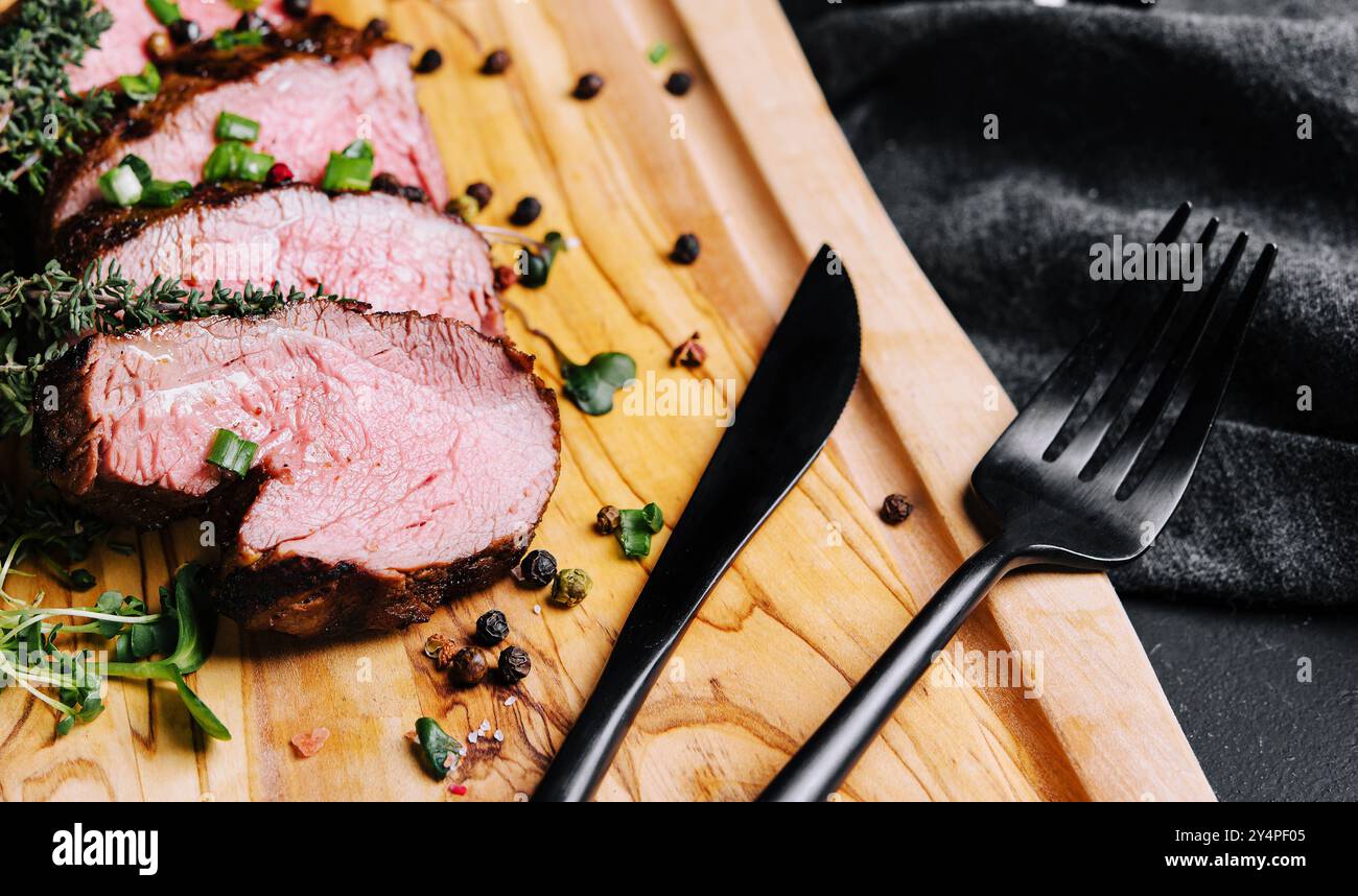 Roasted duck magret with barbecue sauce Stock Photo - Alamy