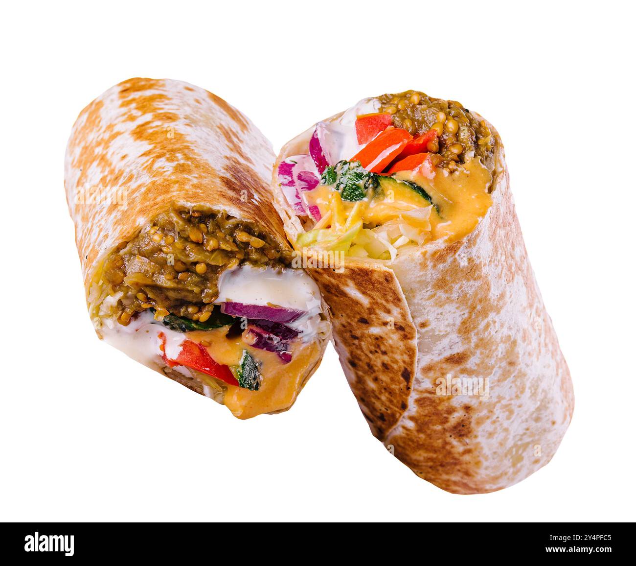 vegetarian halfs of shawarma sandwich roll Stock Photo - Alamy