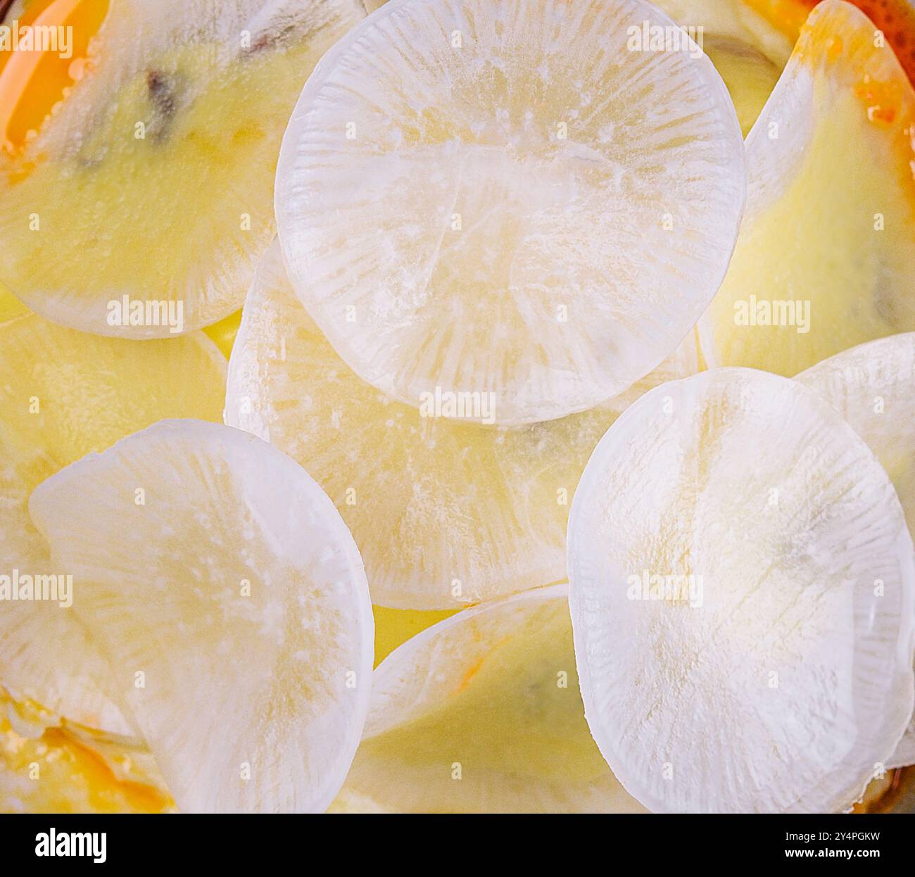 soup puree decorated with radish top view Stock Photo - Alamy