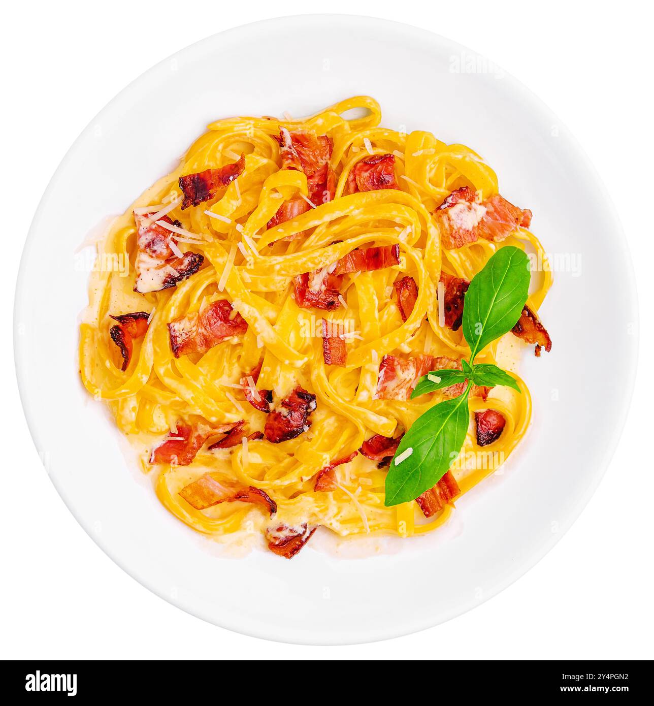 Dish pasta carbonara bacon Cut Out Stock Images & Pictures - Alamy