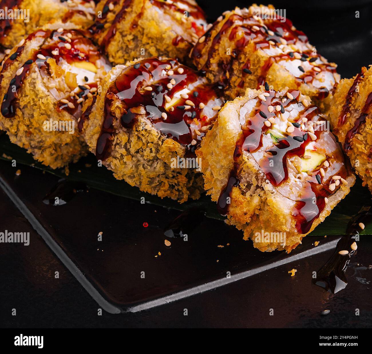 deep fried roll with salmon and mayonnaise in panko bread crumbs Stock ...