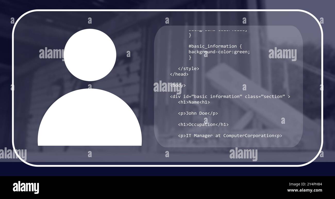 Image of person icon and financial data processing over office Stock ...