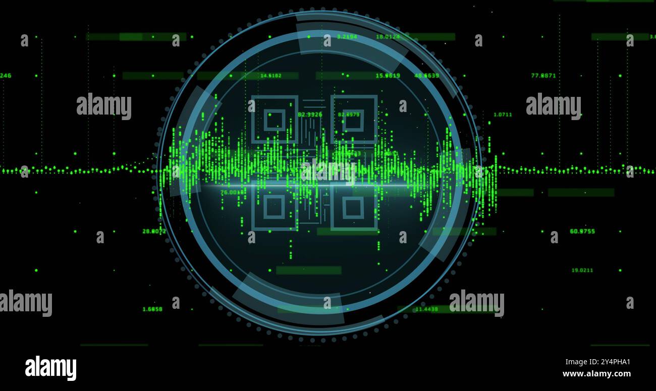 Image of qr code and scope scanning over data processing Stock Photo ...