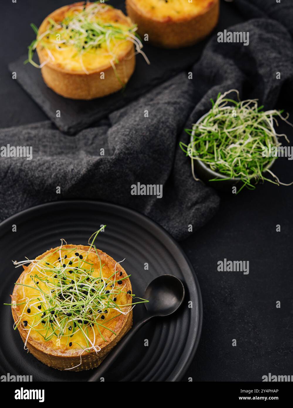 mini bite size quiche appetizers top view Stock Photo - Alamy
