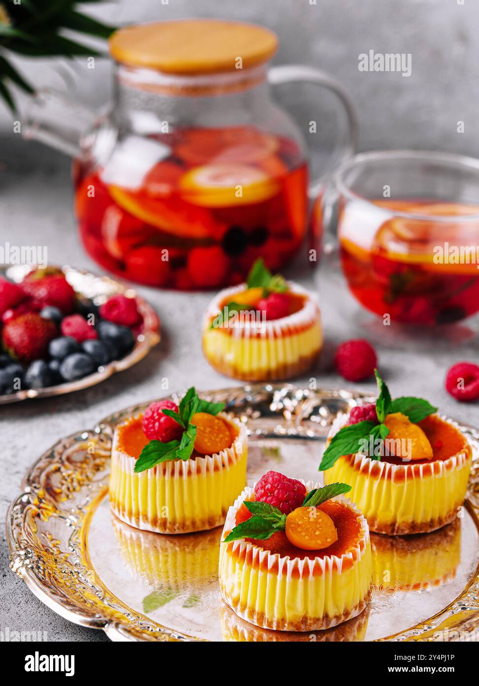 Mini cheesecake with apricot in muffin forms Stock Photo - Alamy
