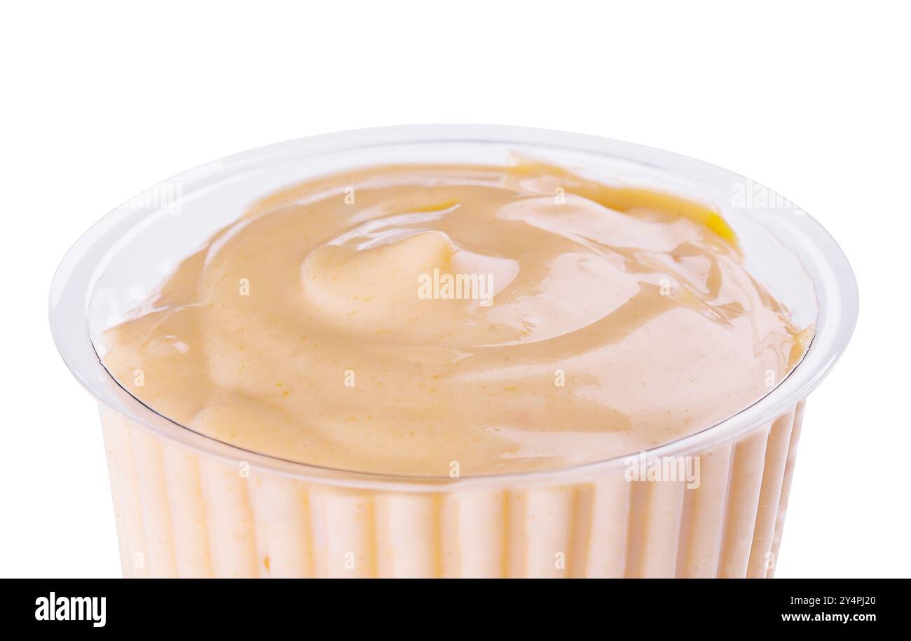 Small pot of garlic mayonnaise isolated Stock Photo - Alamy