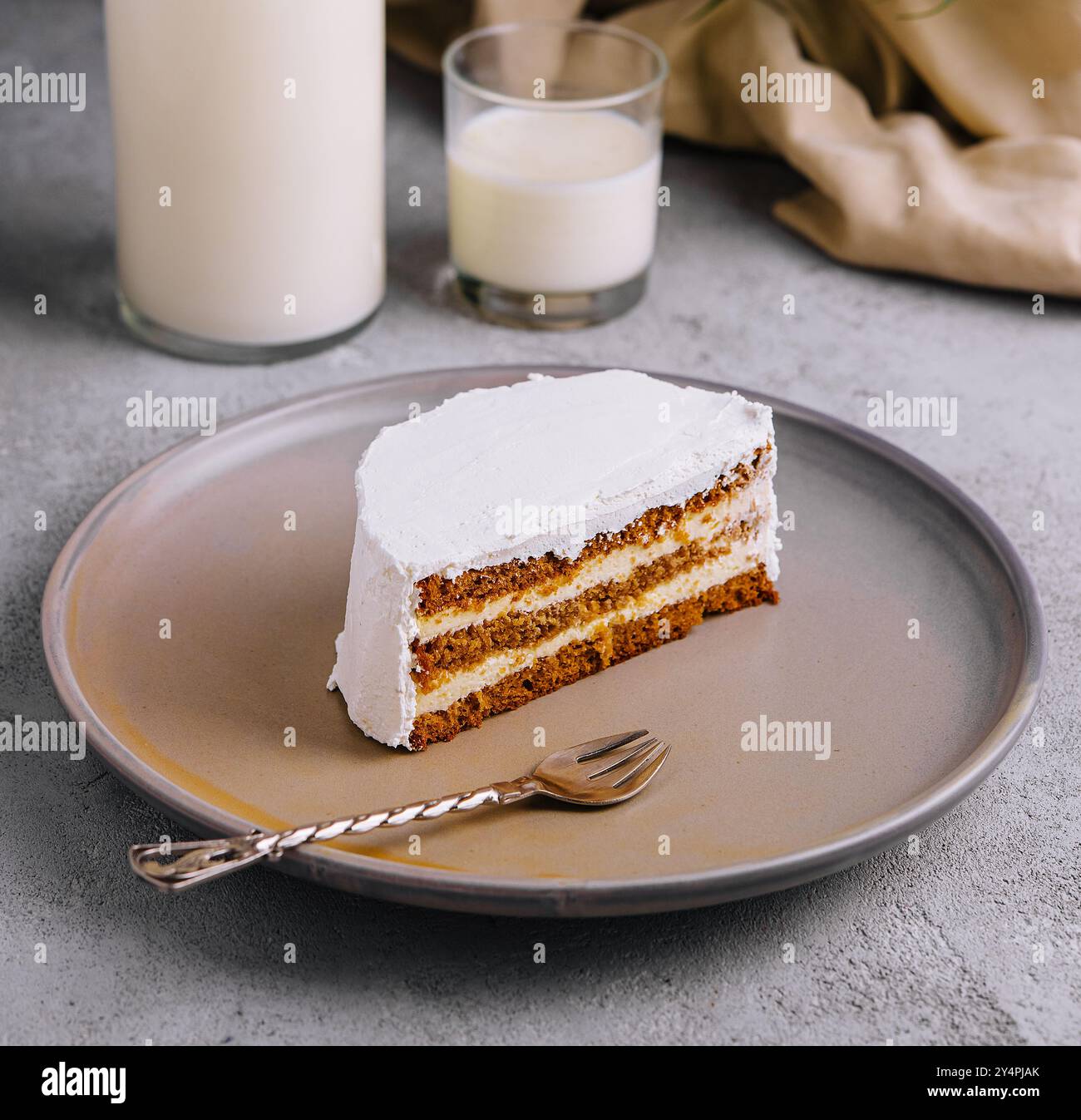Carrot cake and cream cheese with milk Stock Photo - Alamy