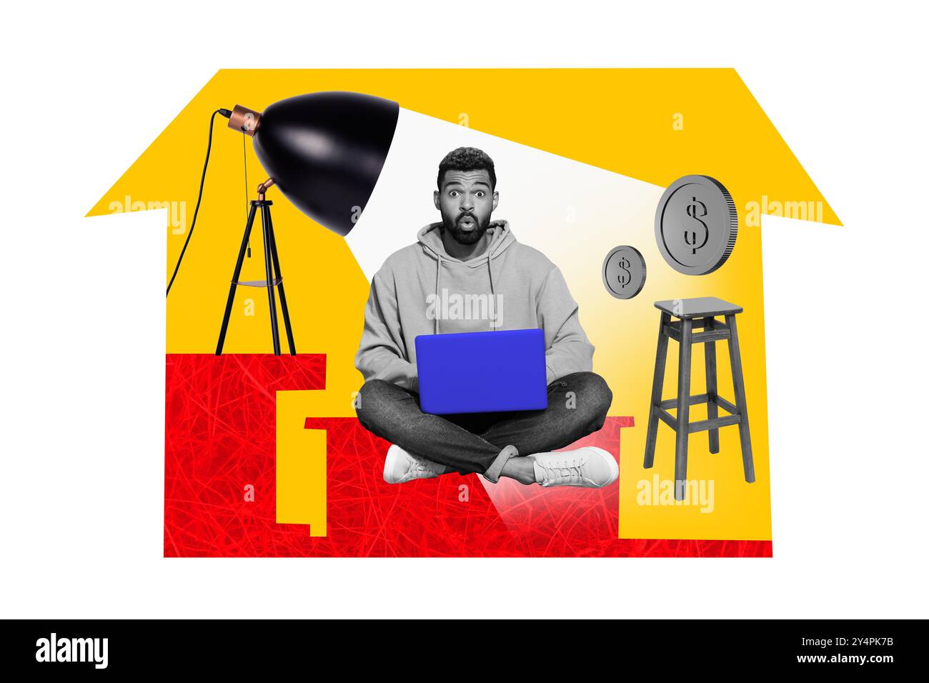 Composite photo collage of american astonished businessman remote ...