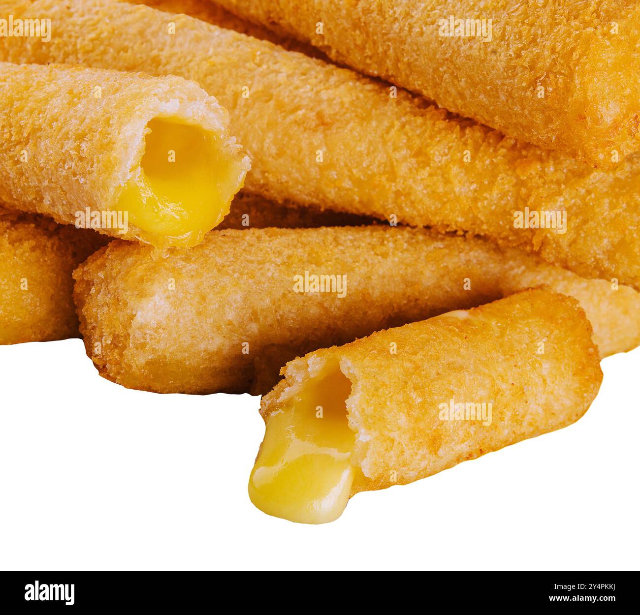 Pile of tasty cheese sticks isolated on white Stock Photo - Alamy