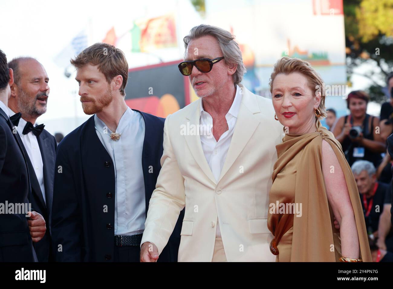 Daniel Craig and Lesley Manville attend the premiere of 'Queer' during ...