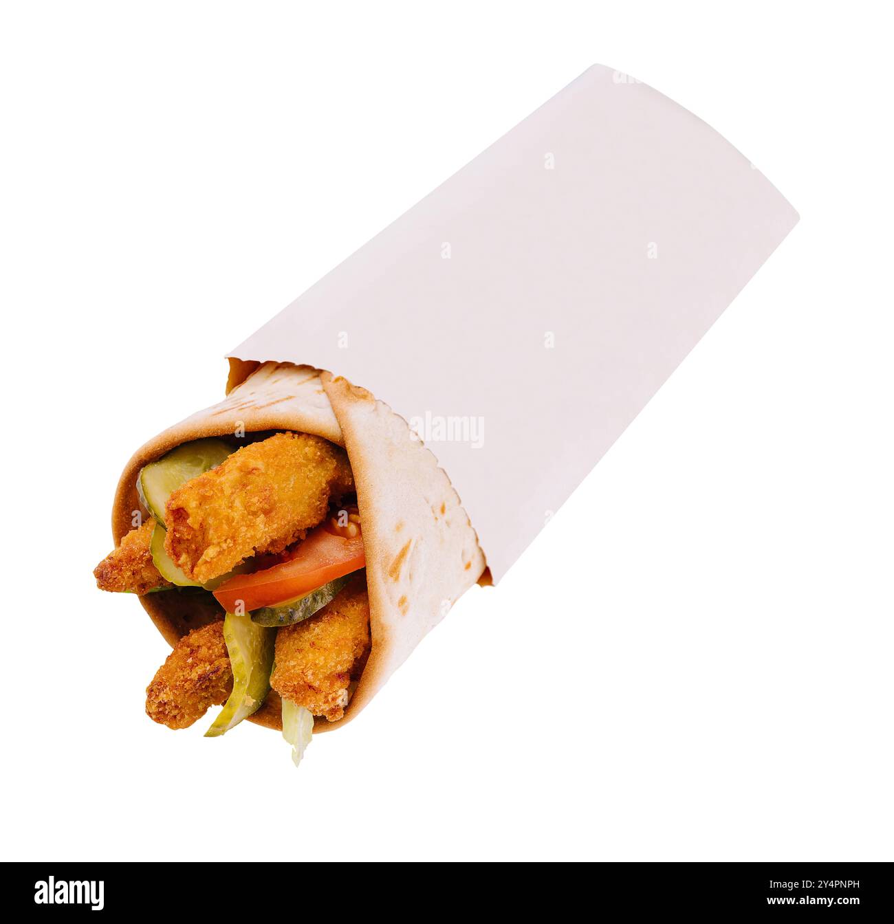 Roll with chicken nuggets isolated on white Stock Photo - Alamy