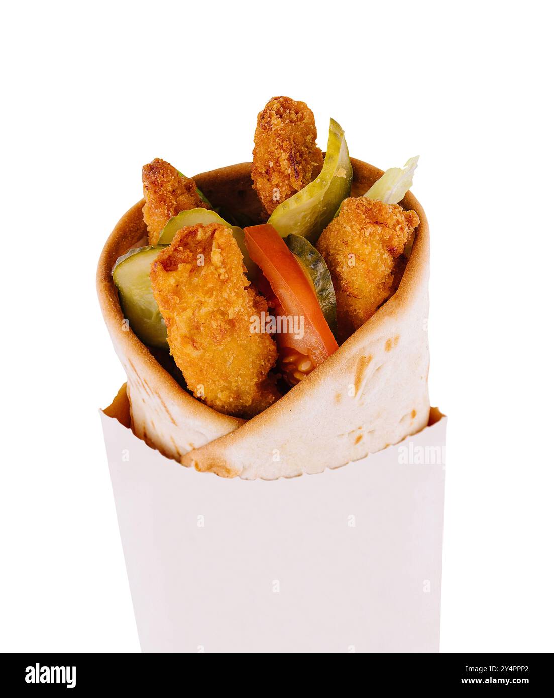 Roll with chicken nuggets isolated on white Stock Photo - Alamy