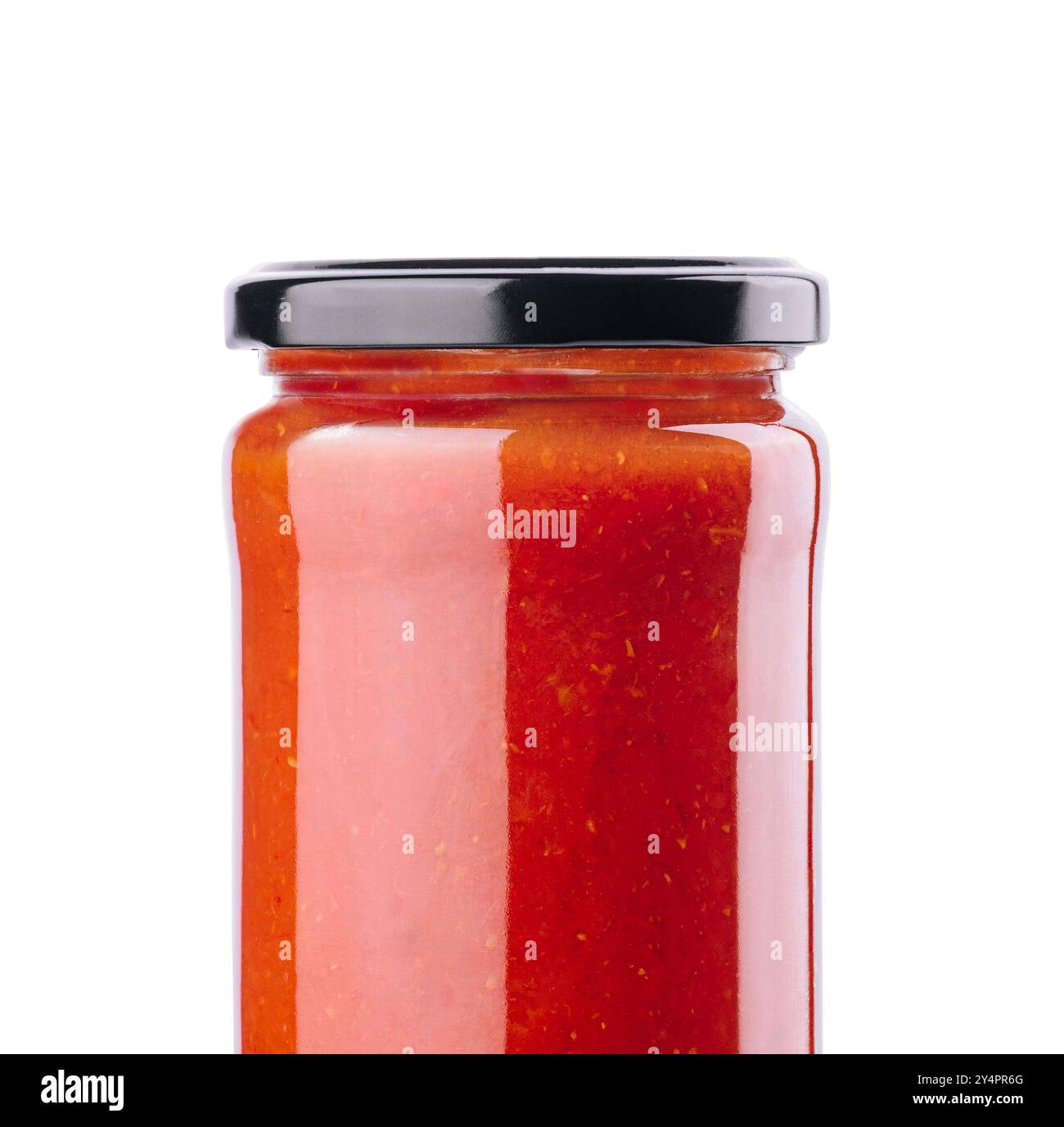 Tomato paste in a glass jar on a white background Stock Photo - Alamy