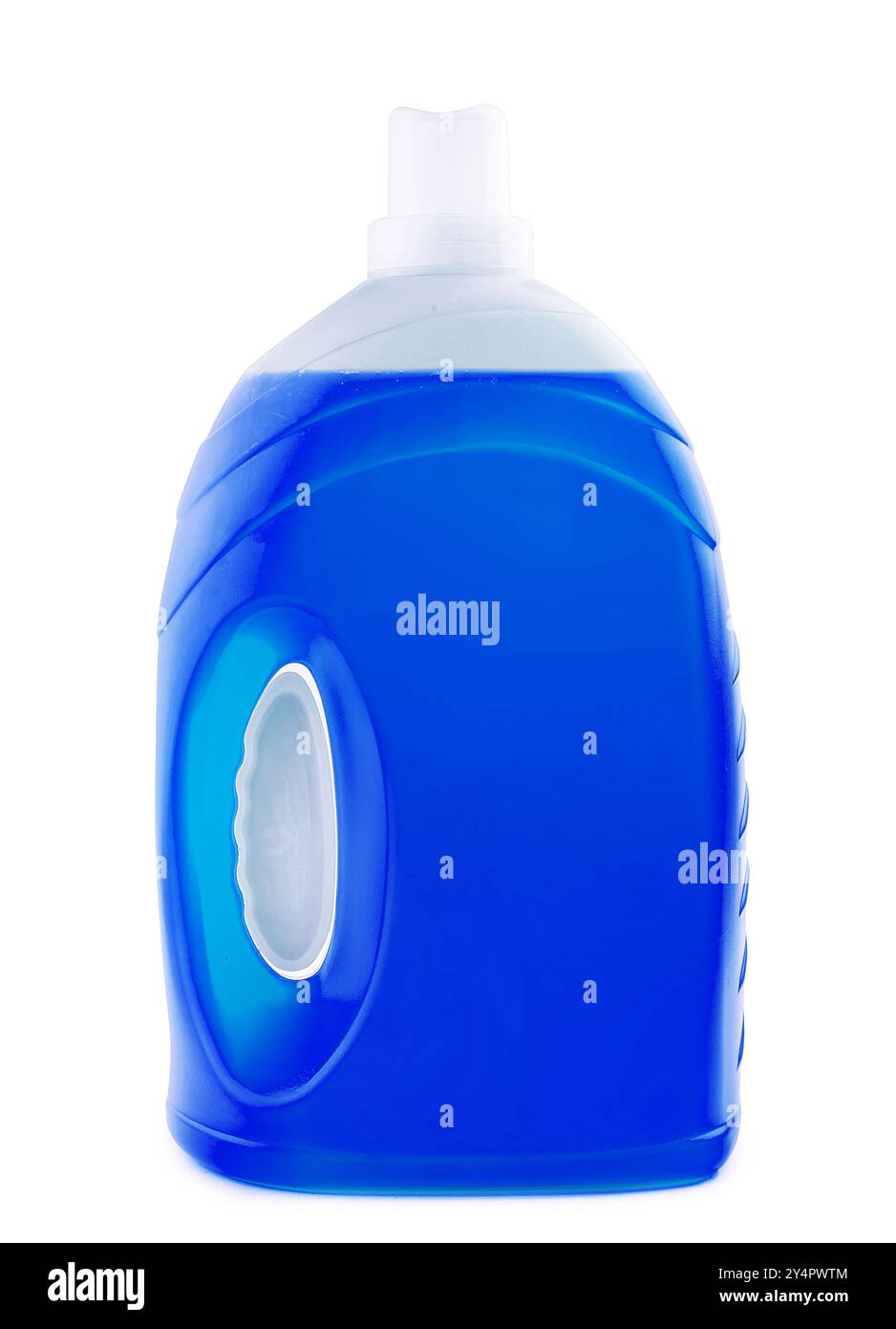 Plastic clean bottle full with blue detergent Stock Photo - Alamy