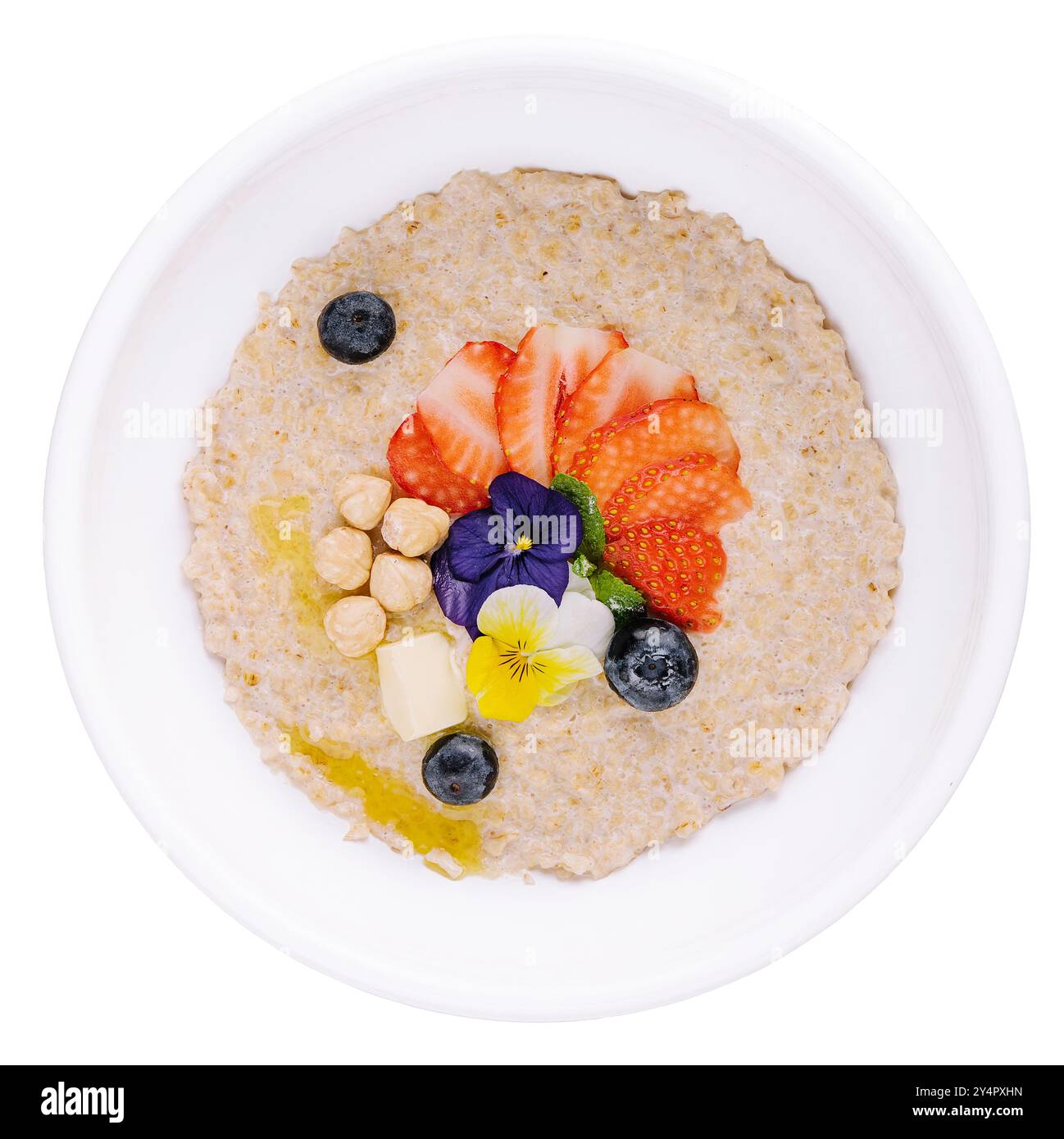 Porridge blueberries almonds Cut Out Stock Images & Pictures - Alamy