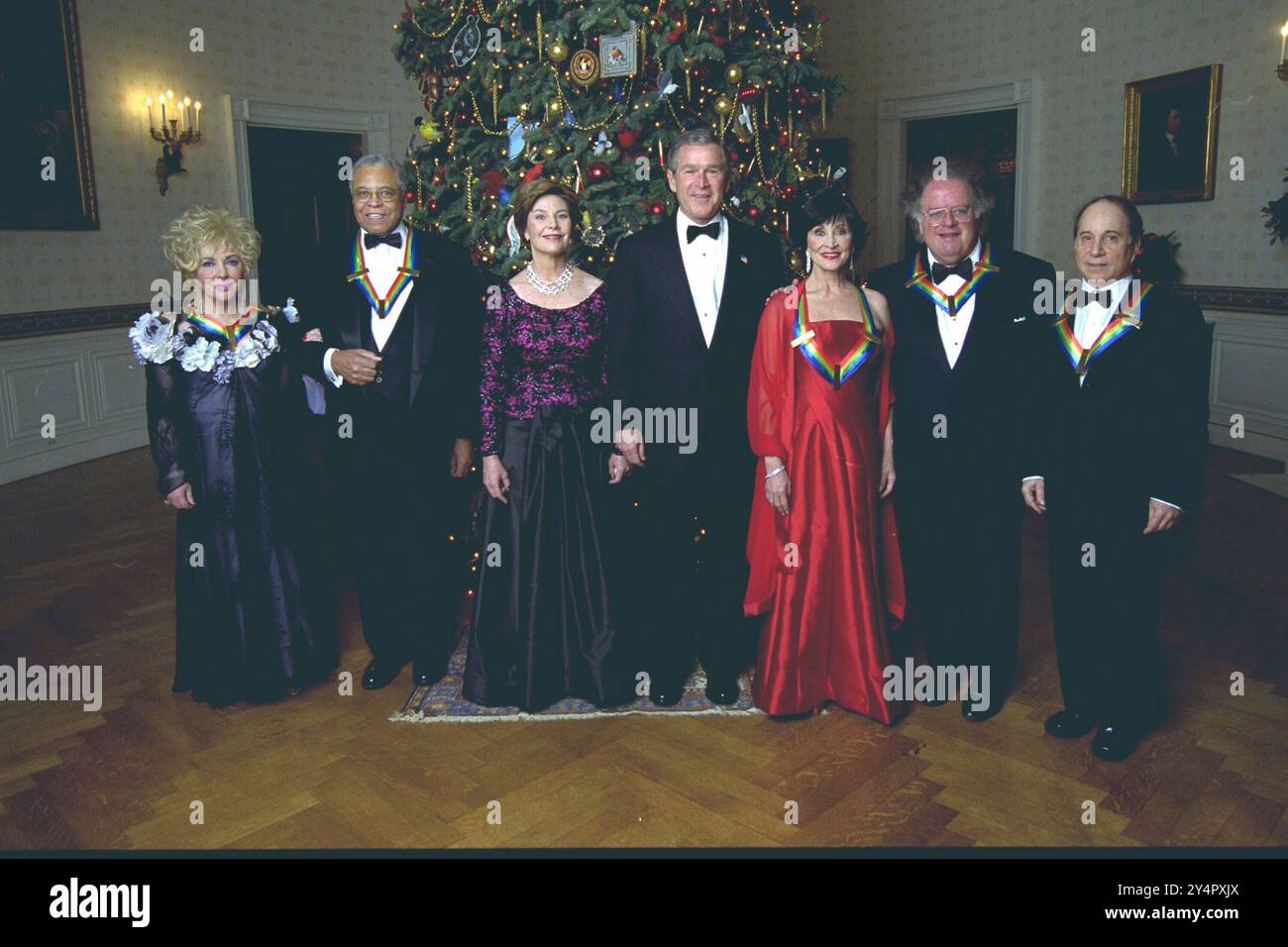 United States President George W. Bush welcomes the recipients of the ...