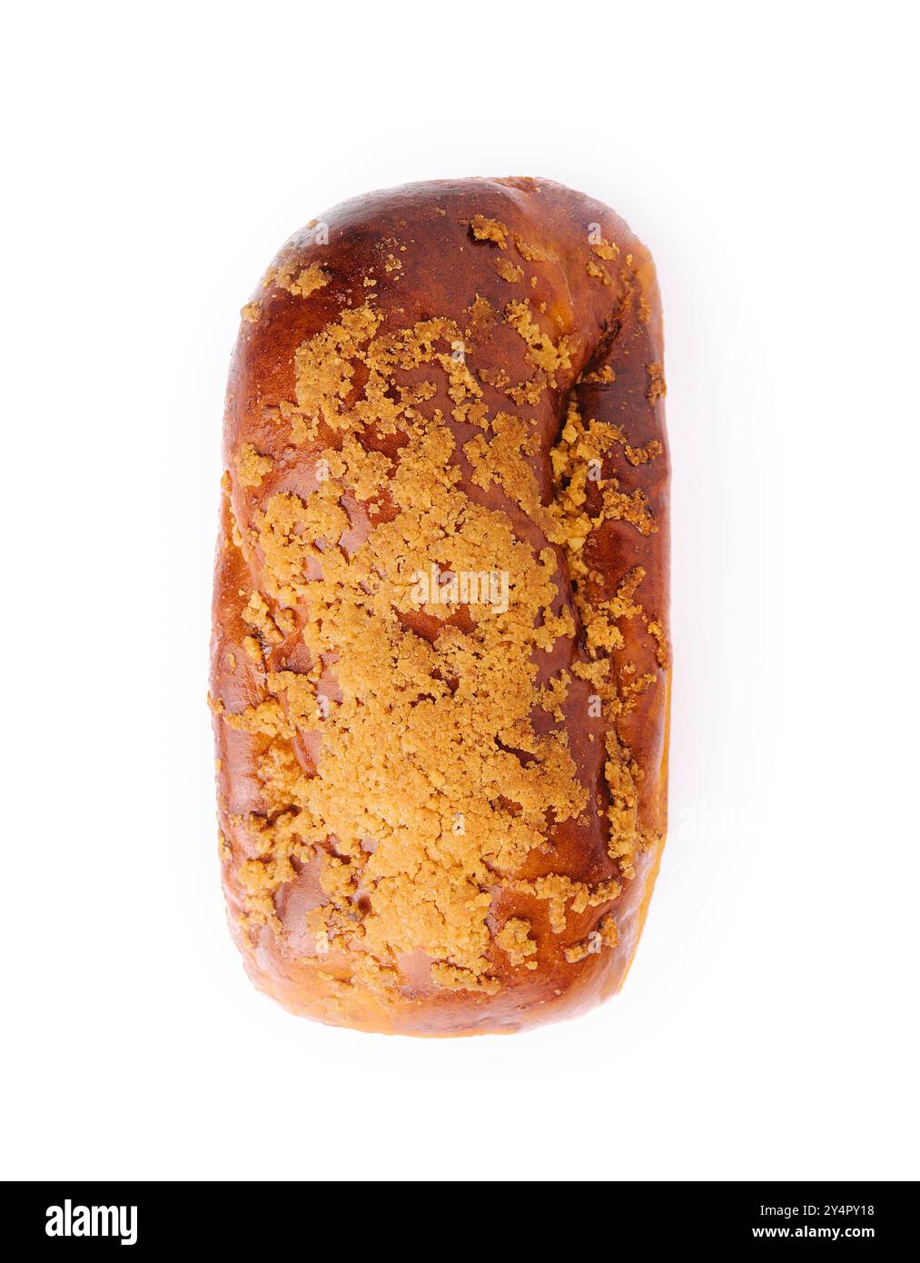 Delicious baked bun on white background Stock Photo - Alamy