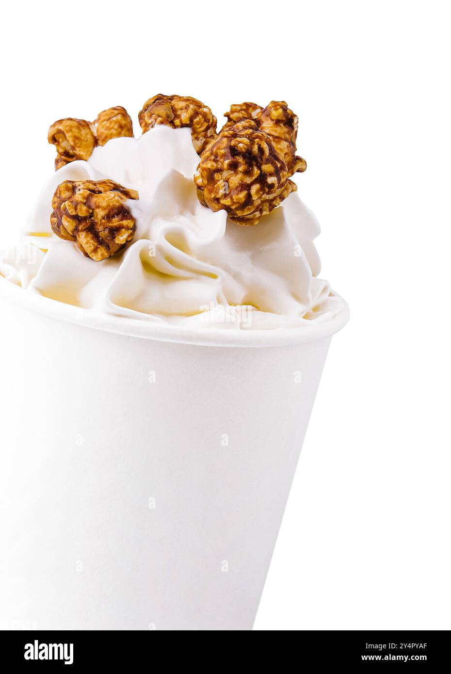 Milkshake with caramel syrup and popcorn Stock Photo - Alamy