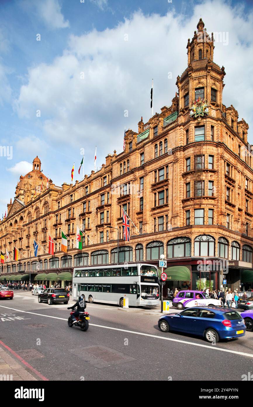 London, UK, May 3 2009, The iconic Harrods building showcases its ...
