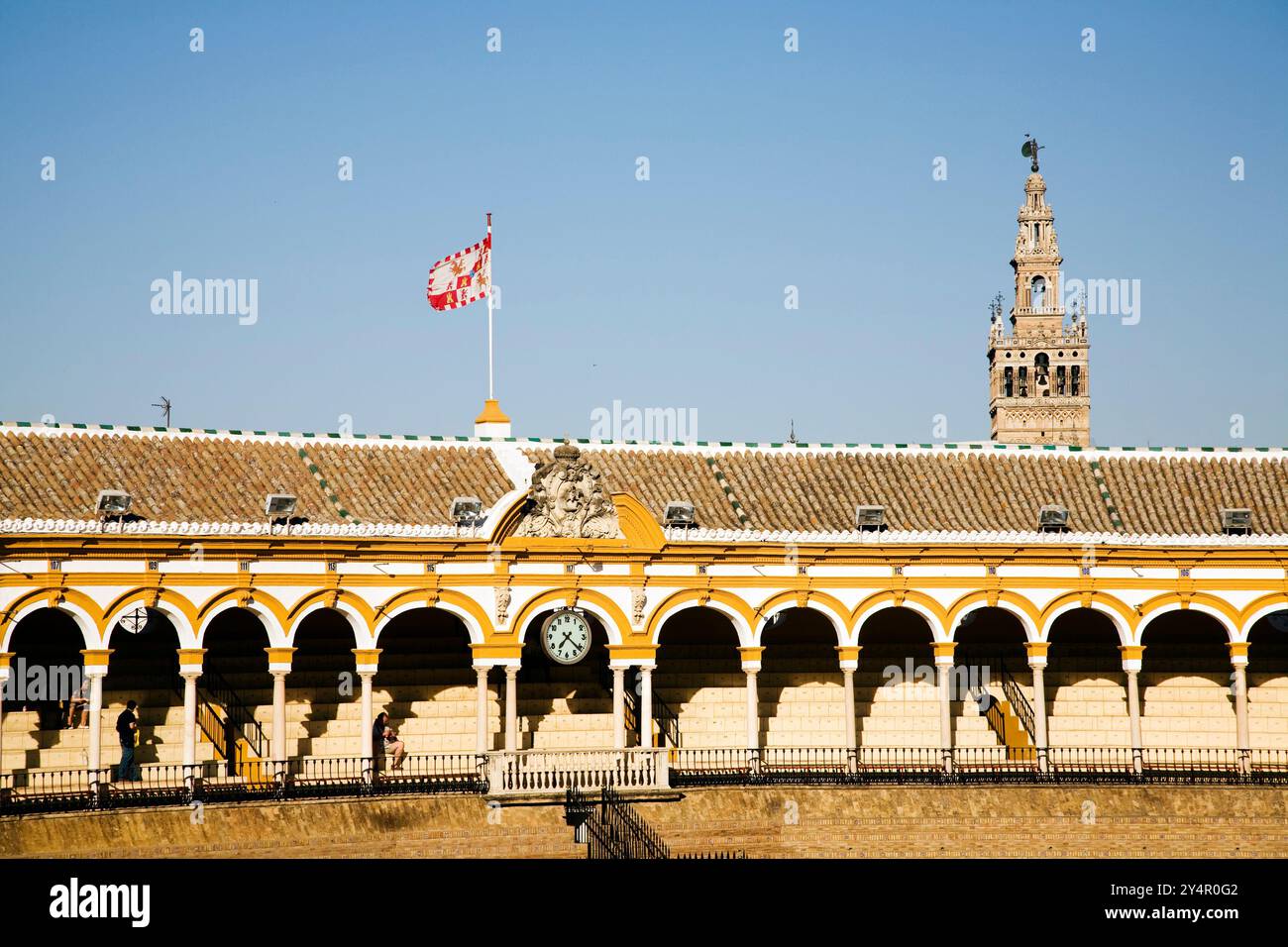 The Maestranza bullring showcases its iconic architecture under a clear ...