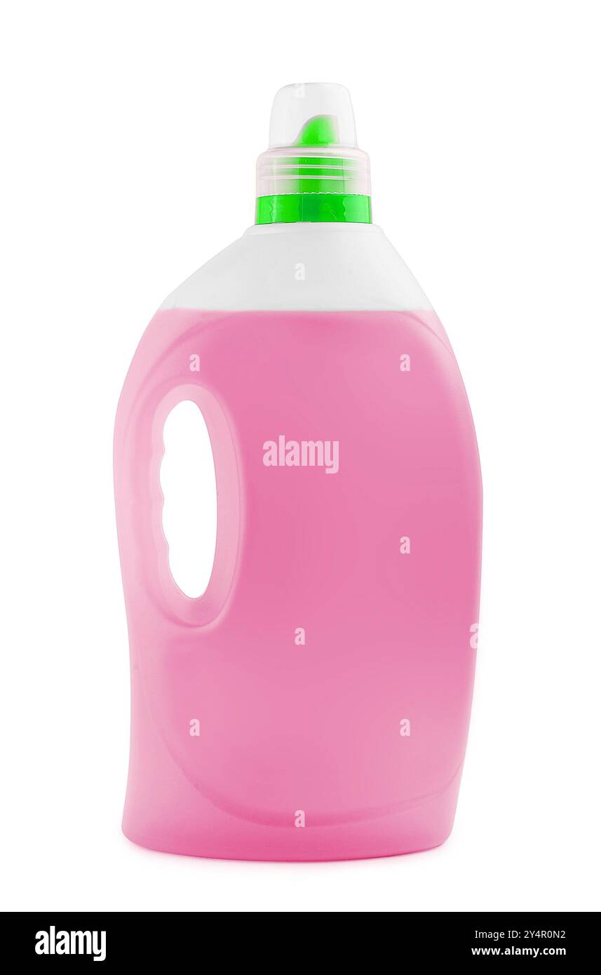 Plastic clean bottle full with pink detergent Stock Photo - Alamy