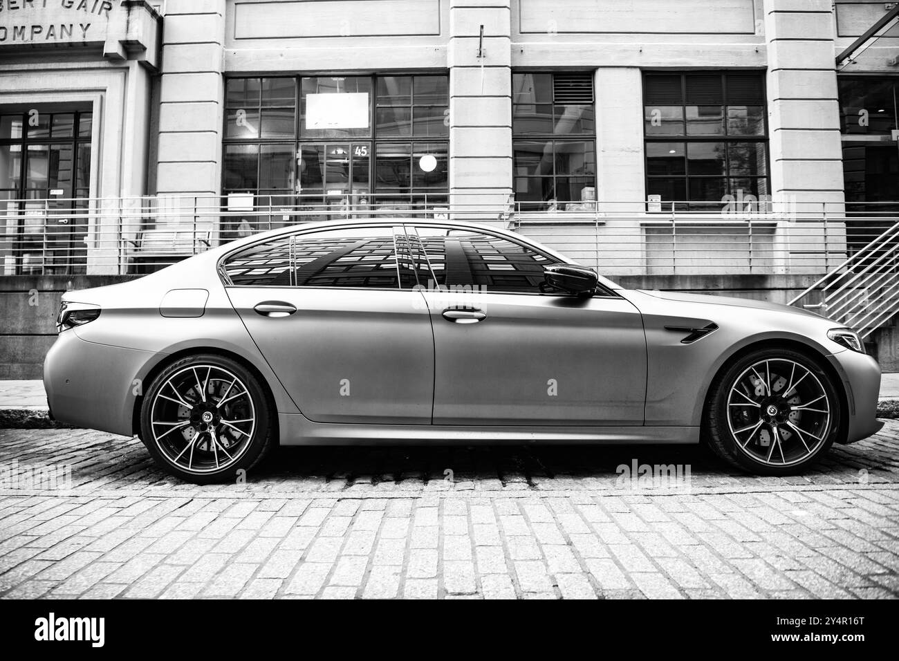 New York City, USA - July 15, 2023: BMW F90 M5 grey color vehicle ...