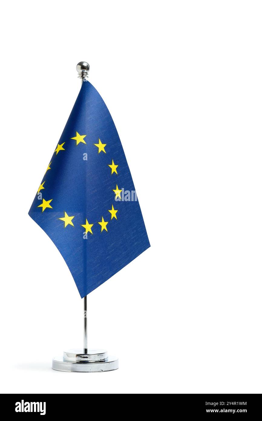 European Union table flag isolated on white background Stock Photo - Alamy