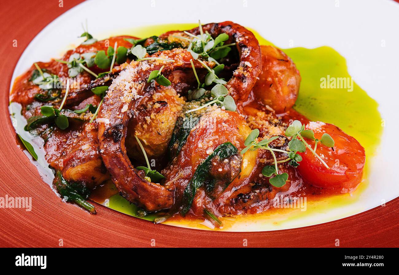 Food fried octopus scallops hi-res stock photography and images - Alamy