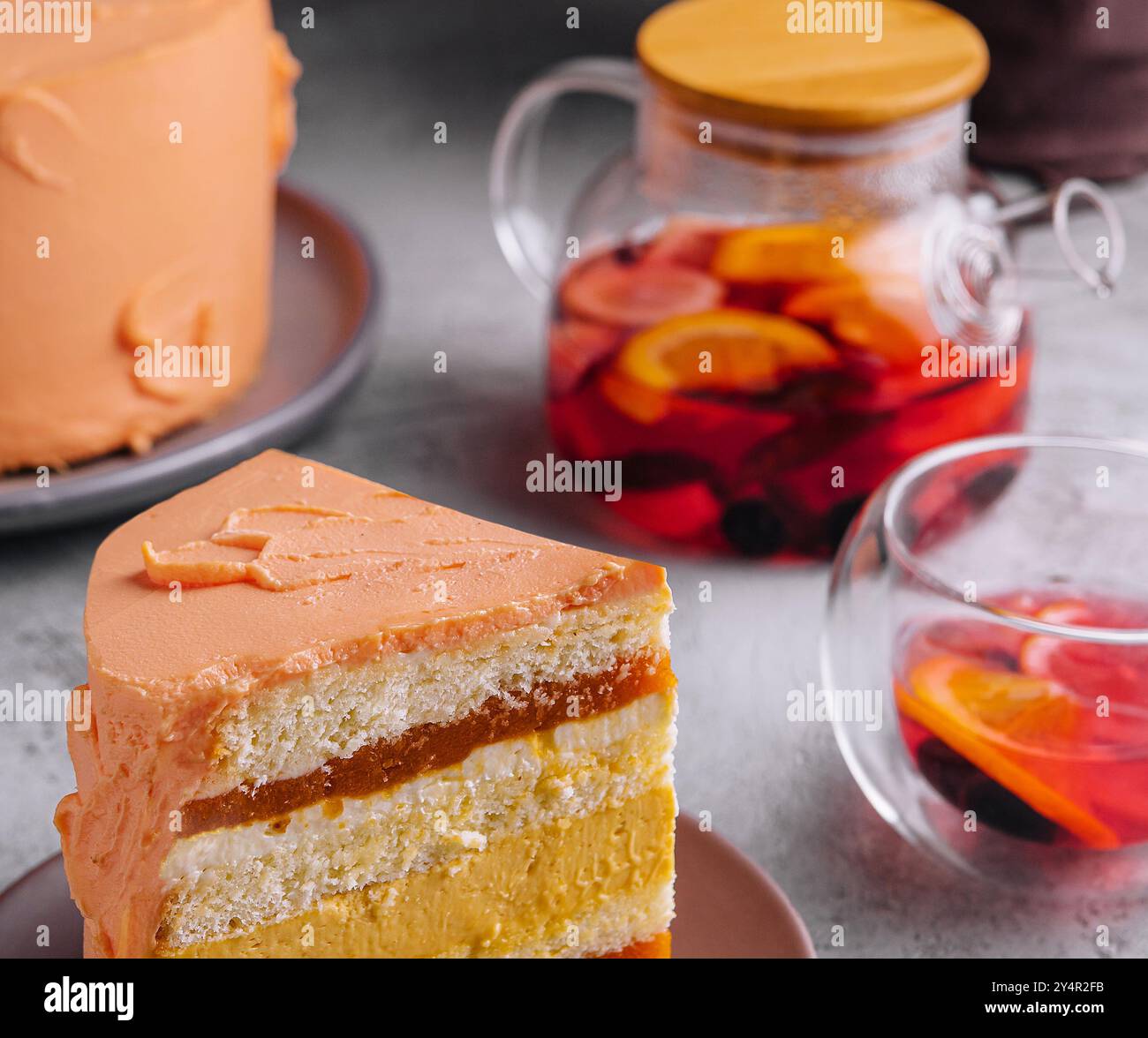 Delicious mango and passion fruit mousse cake Stock Photo - Alamy