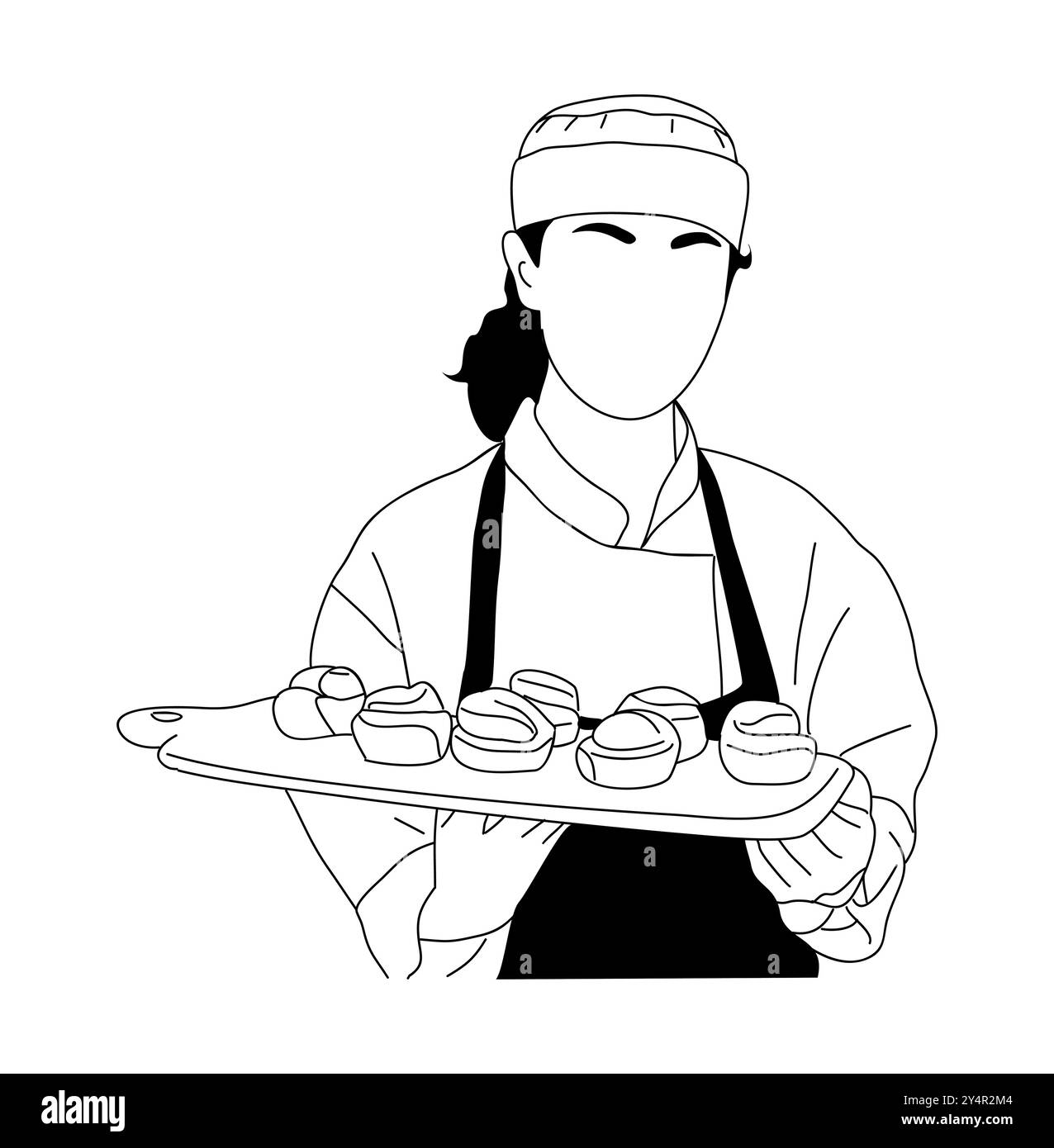 Young woman baker in uniform and apron drawing Stock Vector Image & Art ...