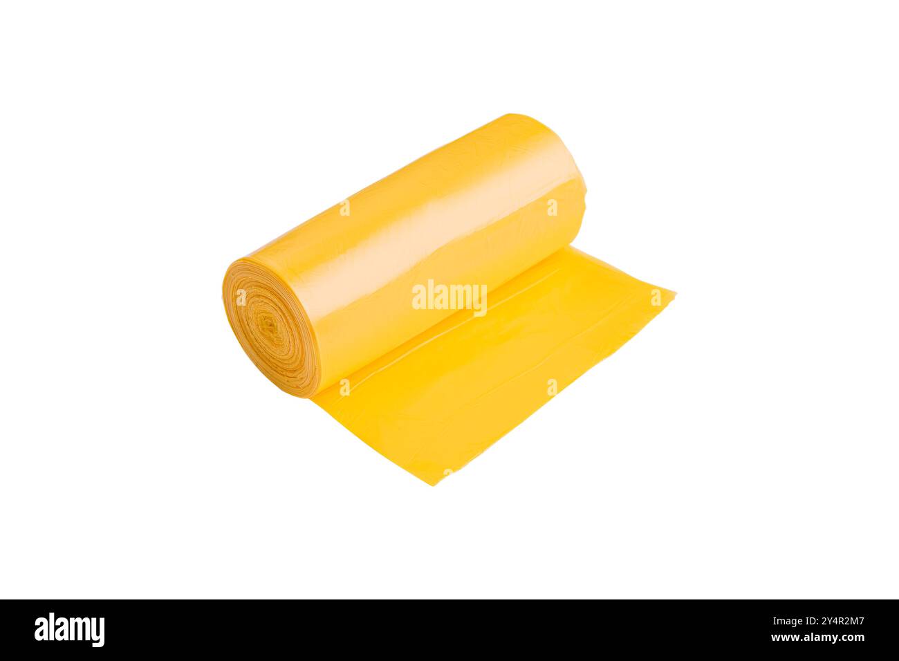 roll of yellow plastic garbage bags isolated on white background Stock ...