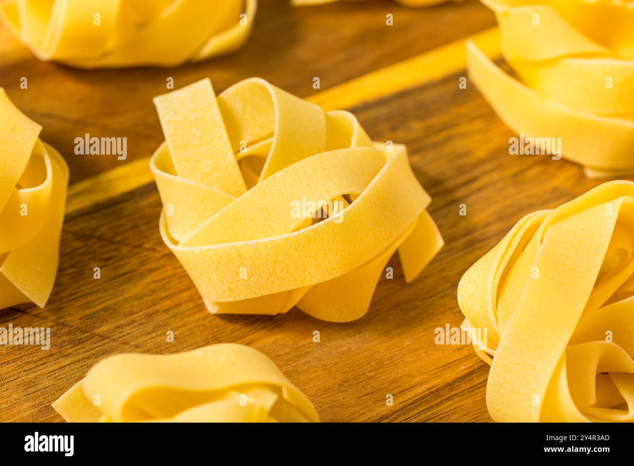 Raw Organic Italian Pappardella Fettuccine Pasta Ready to Cook Stock ...