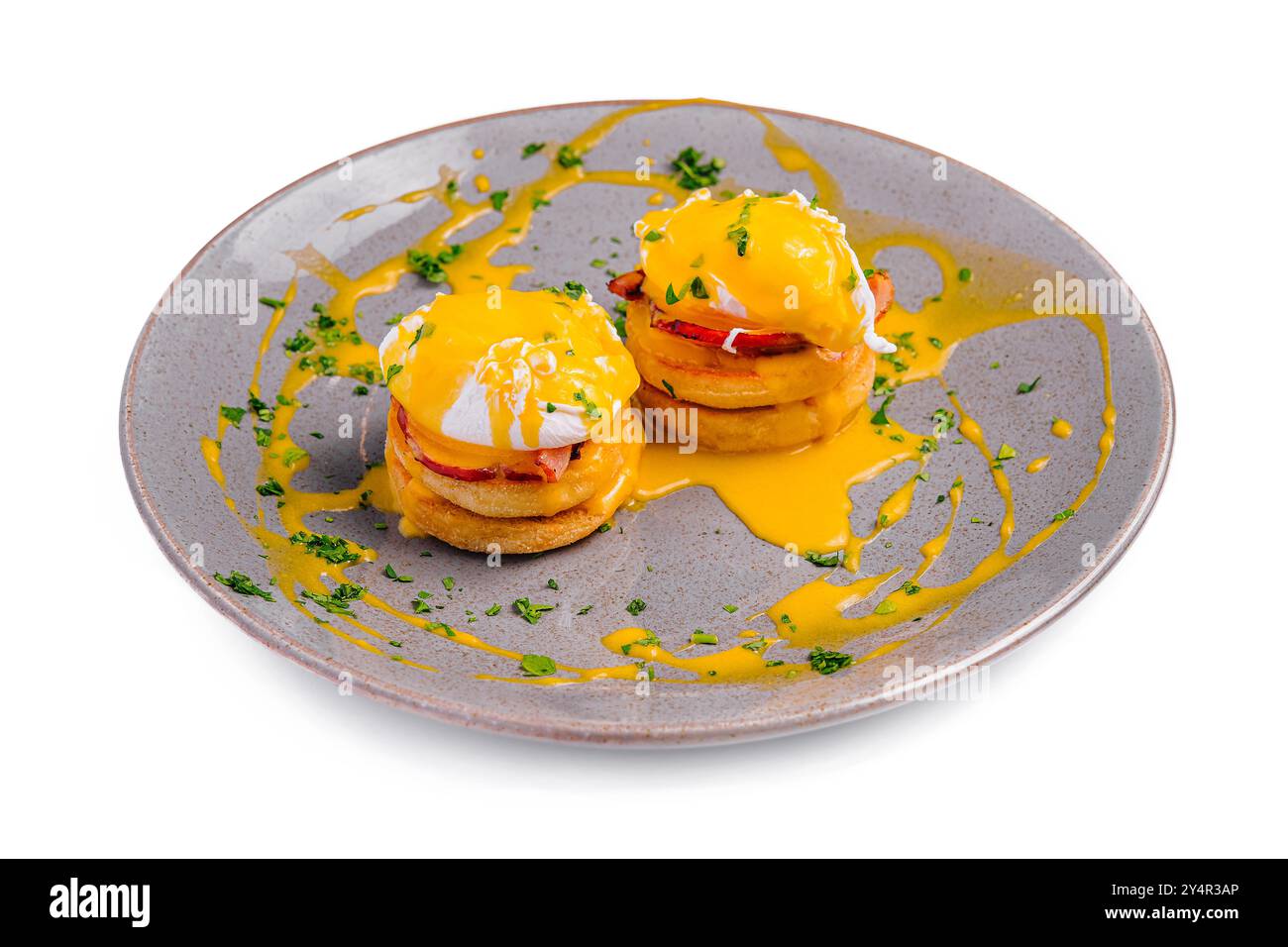 Yellow plate delicious pancakes Cut Out Stock Images & Pictures - Alamy