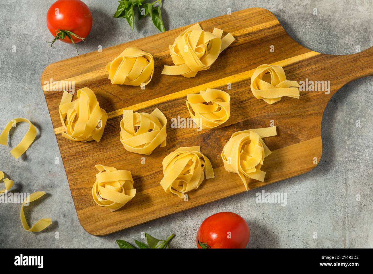 Raw Organic Italian Pappardella Fettuccine Pasta Ready to Cook Stock ...