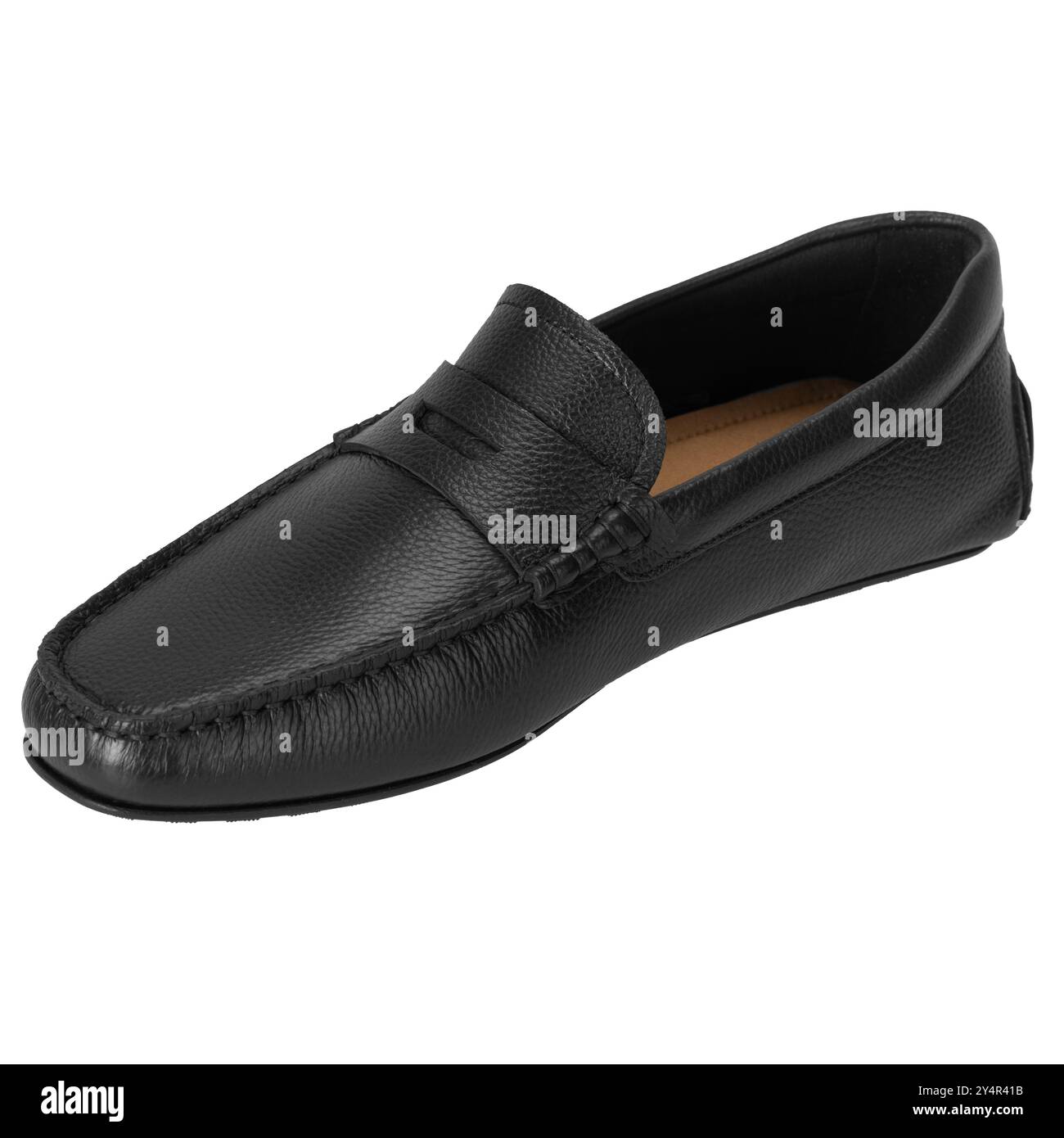 Black Leather Loafer Shoe Angled View Stock Photo - Alamy