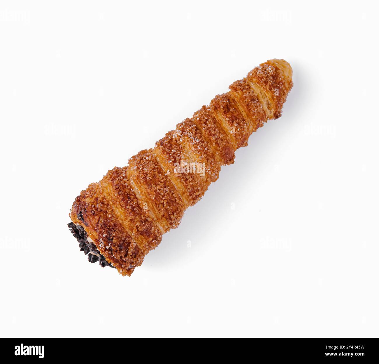 Sweet tube with whipped cream isolated on white Stock Photo - Alamy