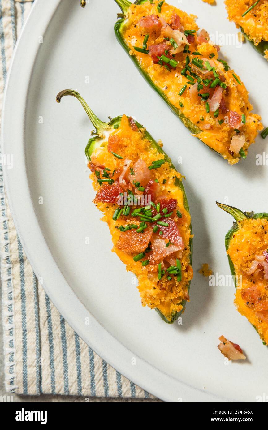 Homemade Jalapeno Poppers with Bacon and Bread Crumbs for an Appetizer ...
