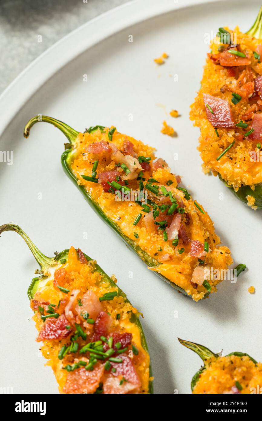 Homemade Jalapeno Poppers with Bacon and Bread Crumbs for an Appetizer ...