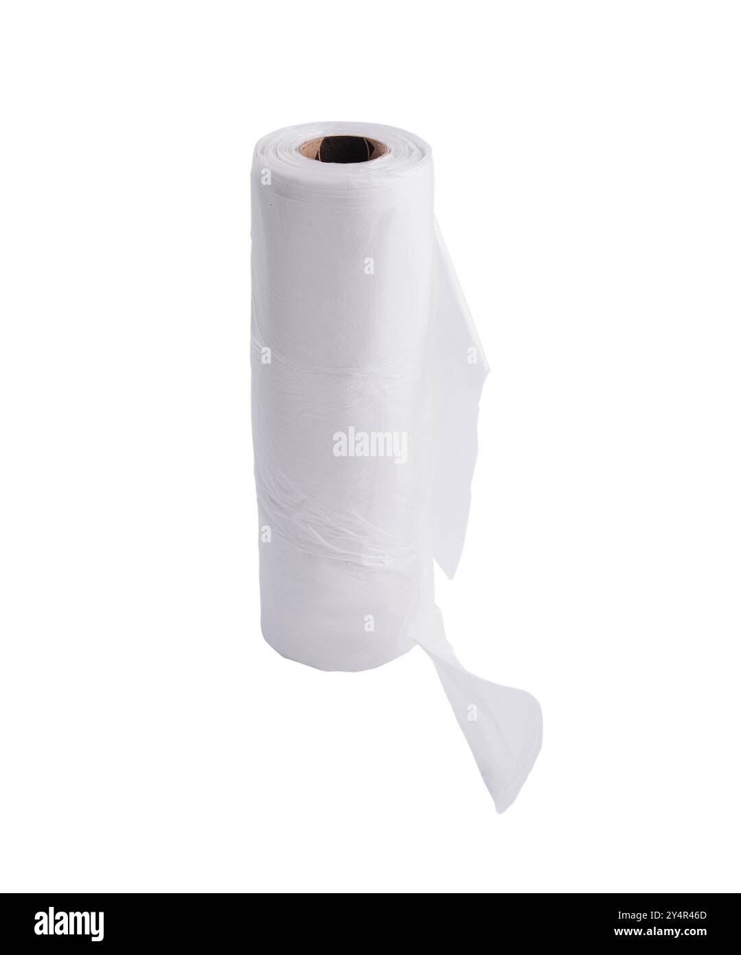 White polyethylene trash bag roll isolated on white background Stock ...