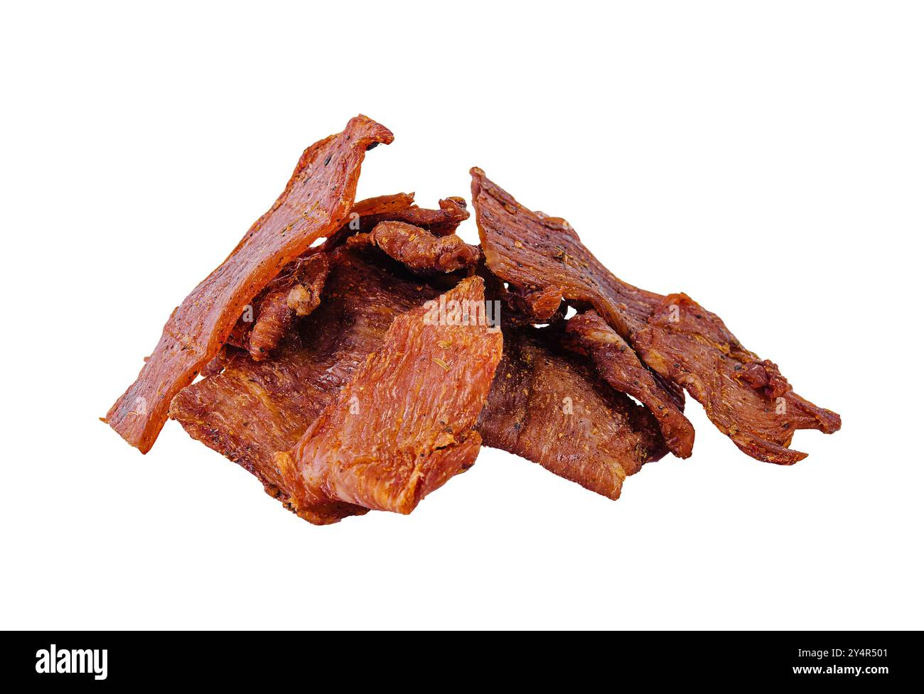 Dried beef jerky isolated on white background Stock Photo - Alamy