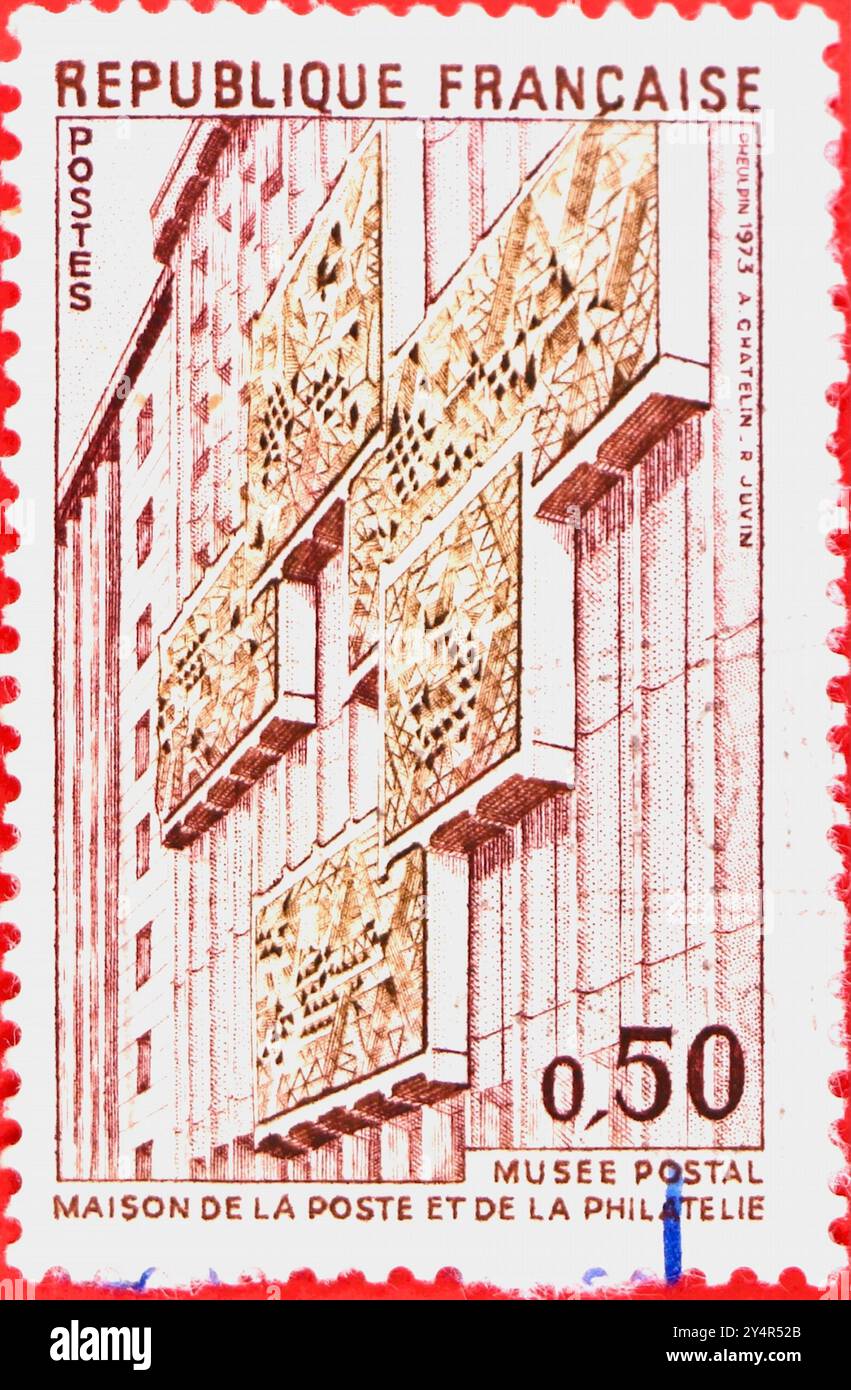 Photo of a 0.50 French franc postage stamp Paris Postal Museum House ...