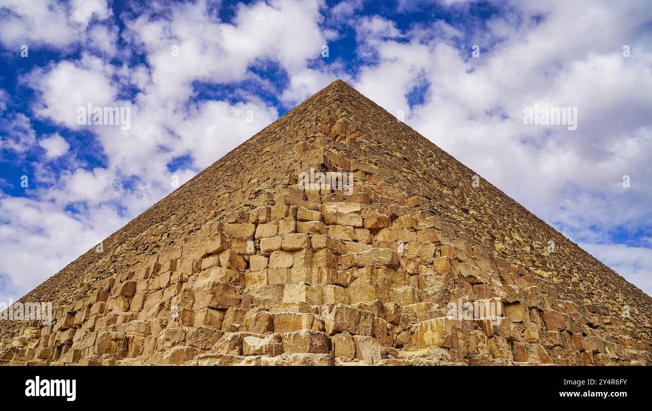Perfectly symmetrical view of the Great Pyramid of Khufu with its ...