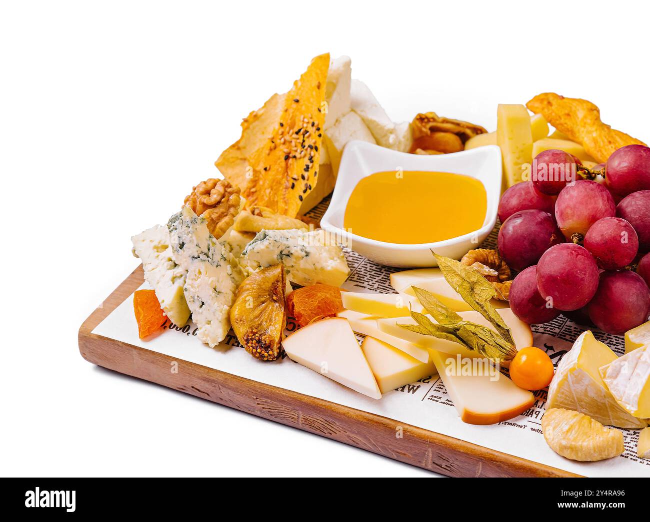 various types of cheese with fruits Stock Photo - Alamy